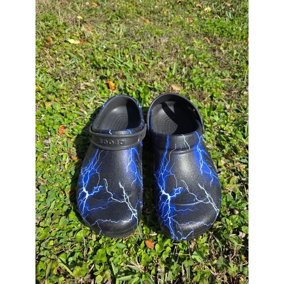 CROCS | Shoes | Electric Blue Lightning Crocs Clogs With Heel Strap ...